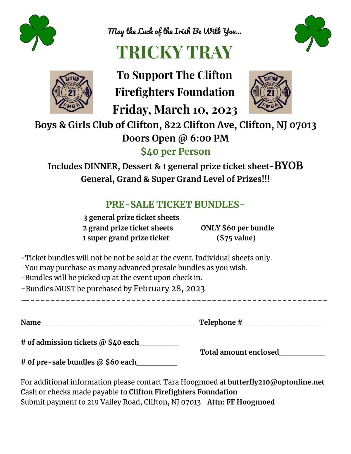 Clifton Firefighters Foundation Tricky Tray 2023