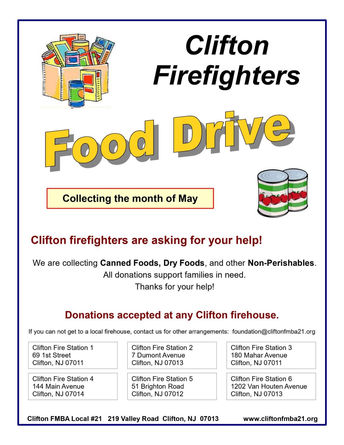 CLIFTON FMBA 21 Food Drive 2024