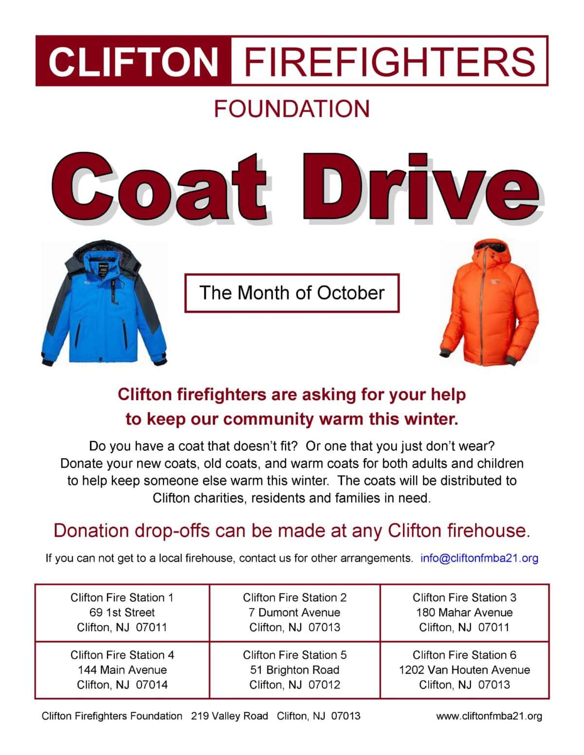 CLIFTON FMBA 21 Coat Drive – October 2025